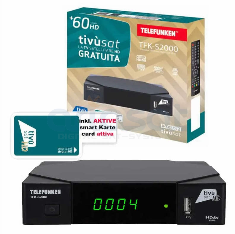 TIVUSAT Sat-Receiver Telefunken TKF-S2000 mit Aktiver Karte | Ariasat eShop