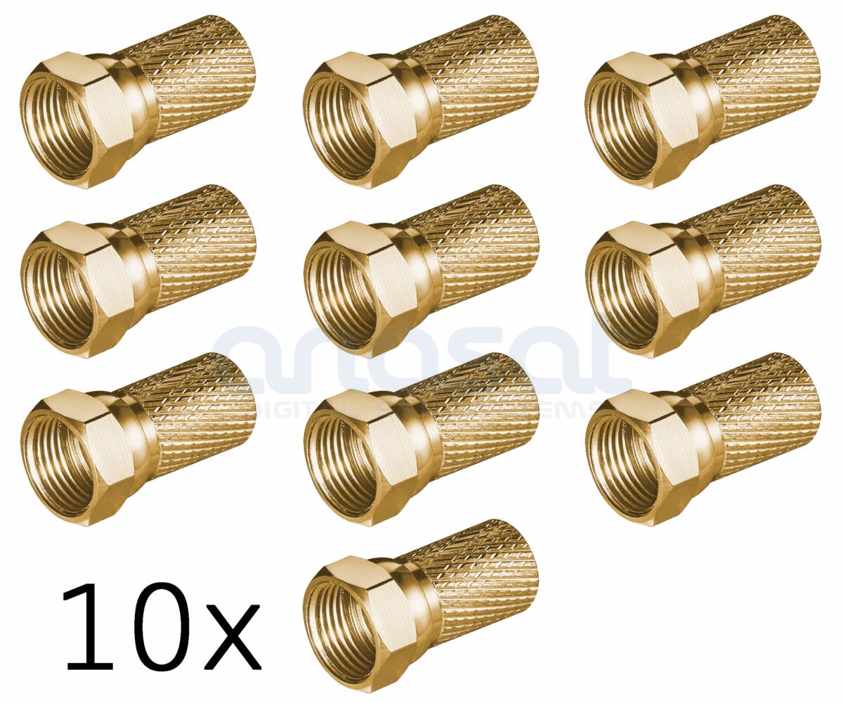 F-Stecker / F-Aufdrehstecker vergoldet für 7mm Koaxialkabel / Standard ...